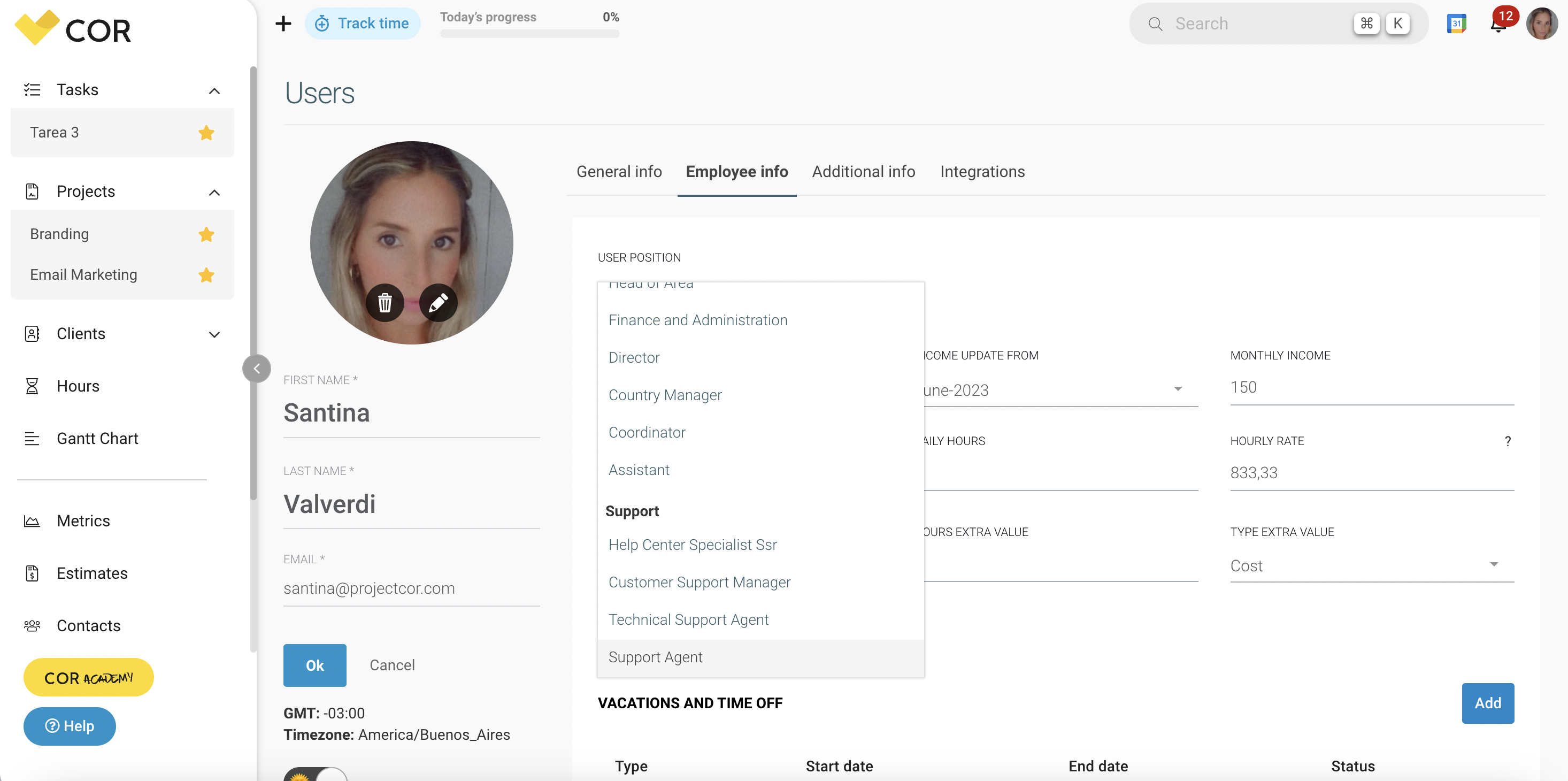 Assignment of user positions – COR Help Center