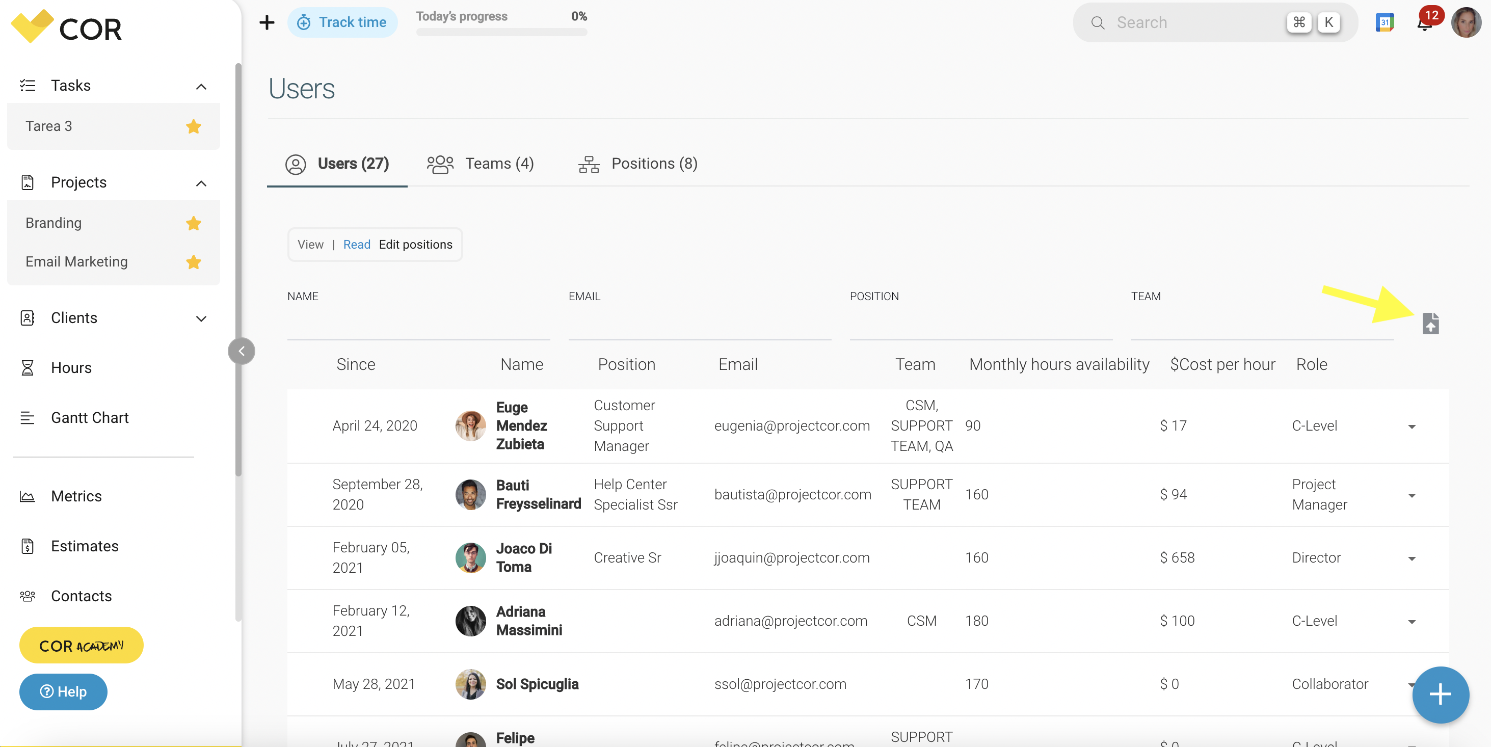 Assignment of user positions – COR Help Center