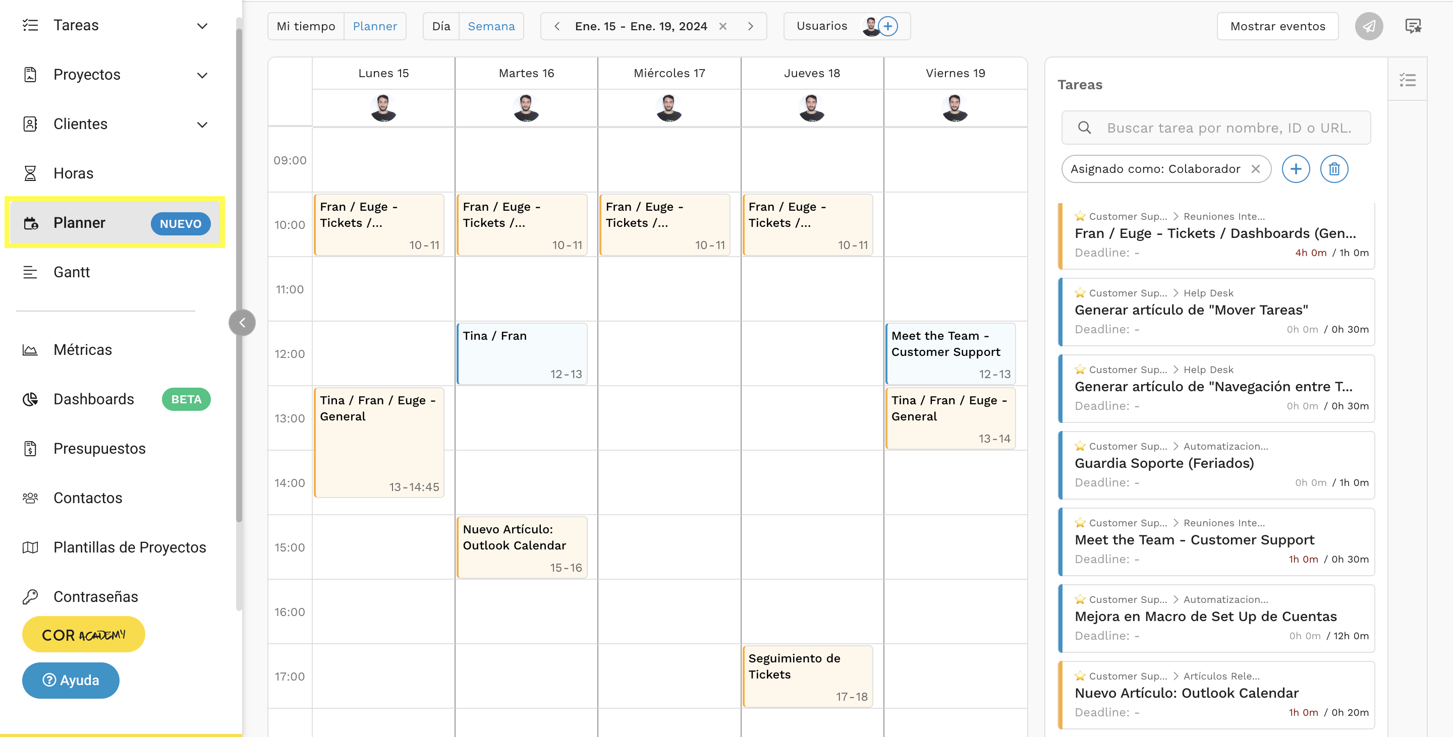 Vista Planner – COR Centro de Ayuda