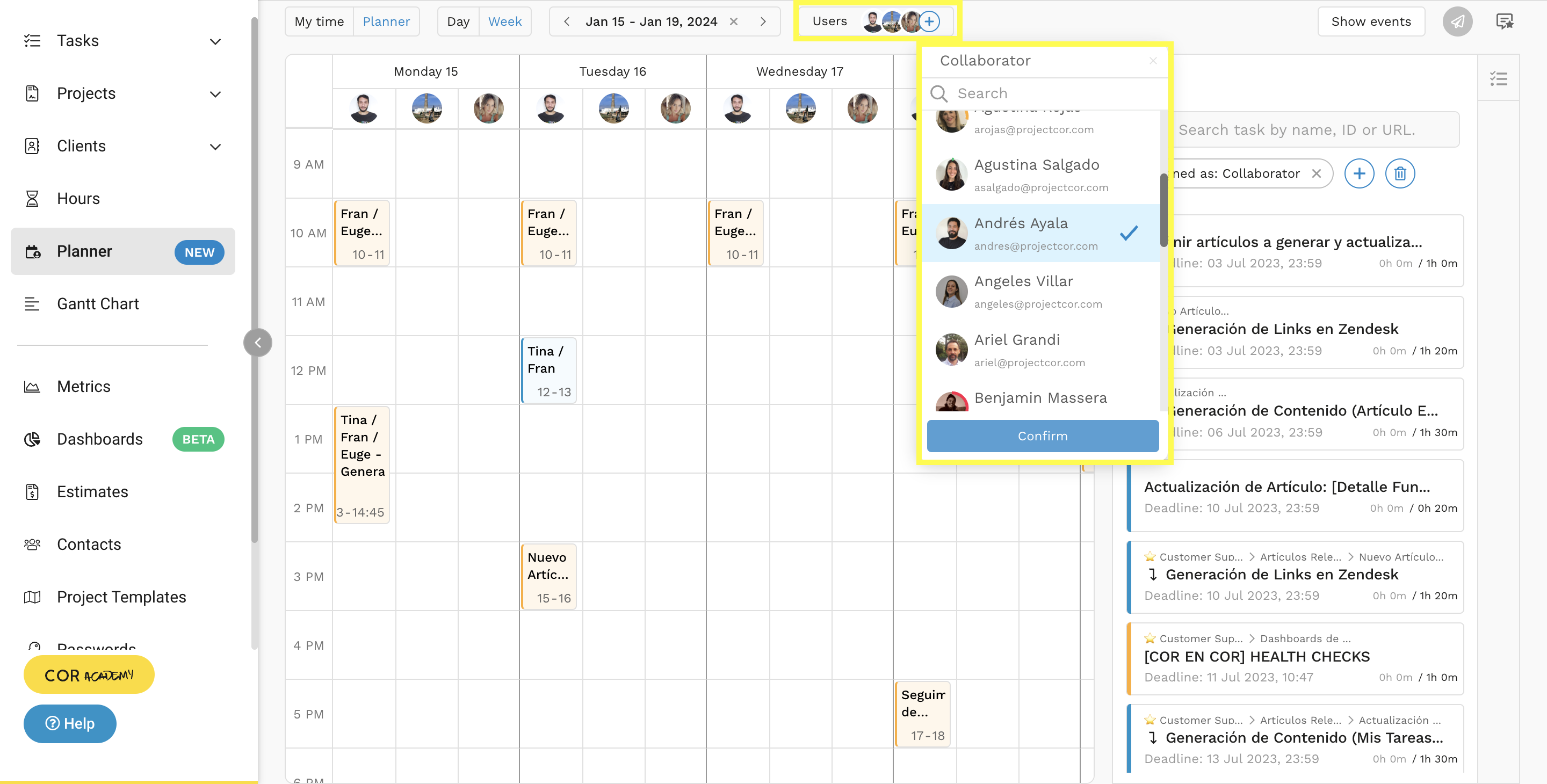 Planner – COR Help Center
